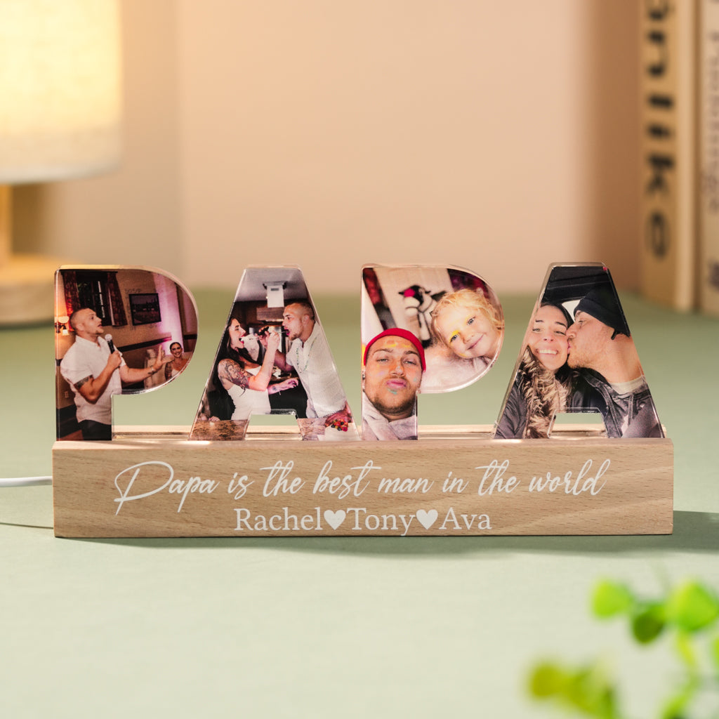 Personalized Acrylic Light – PAPA Letters with Photos, Perfect Gift Fo ...