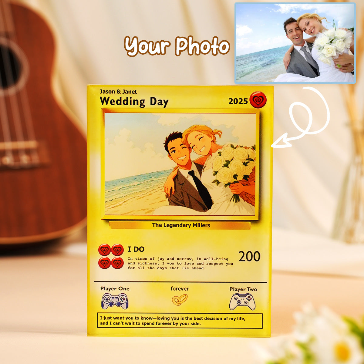 Personalized Wedding Pokemon Acrylic Plaque Card, Gift For Wife, Husba ...